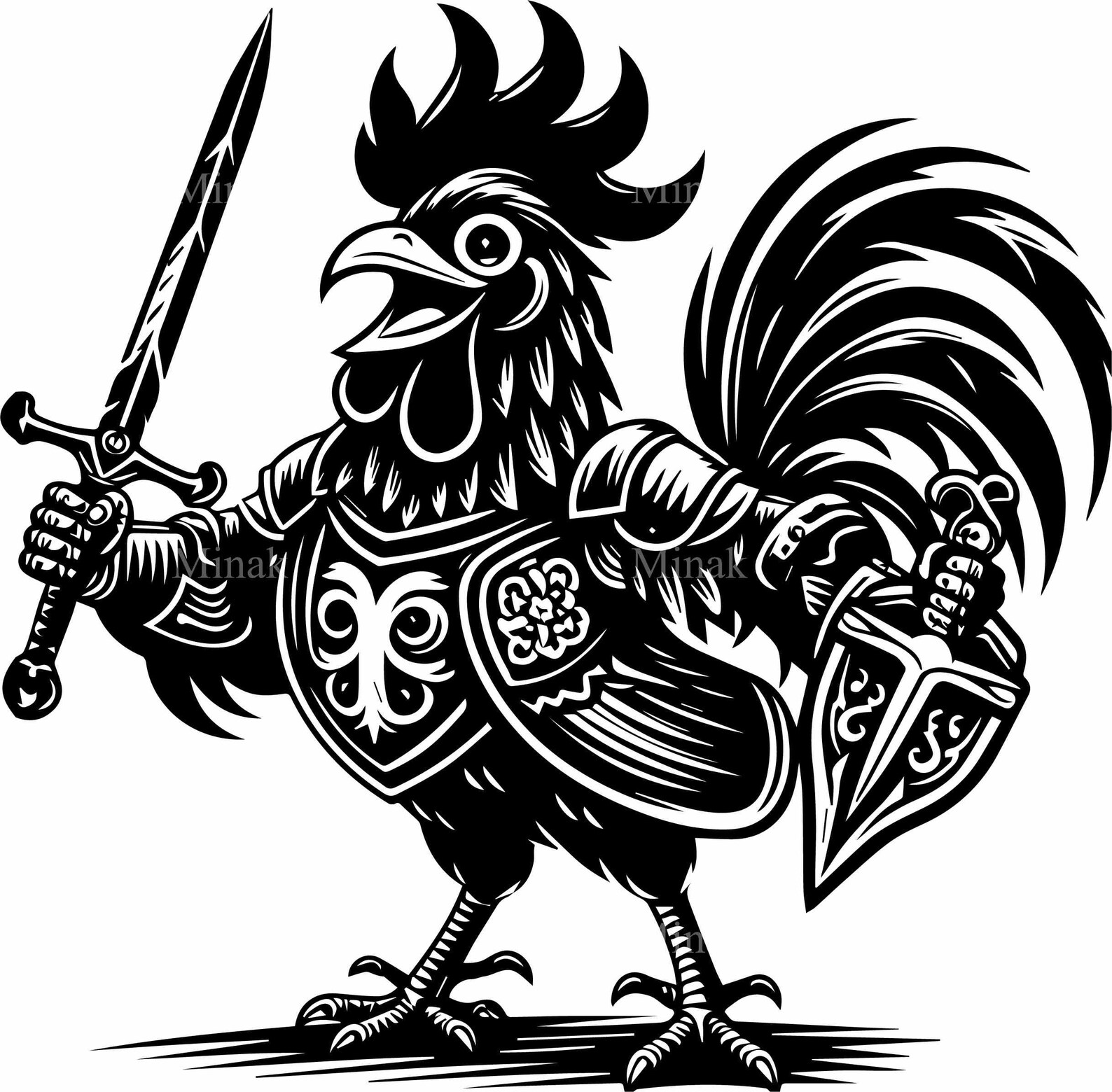 5 SVG Rooster Knight – Funny Chicken Warrior Clipart, Medieval Farm ...