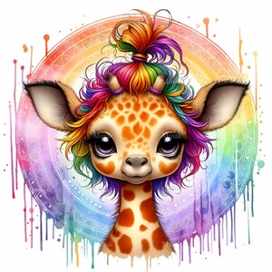 Rainbow Giraffe PNG Clipart - 15 Cute Cartoon Giraffe With Colorful ...