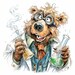 16 PNG Science Bear Clipart – Funny Scientist Animal PNG – Steampunk ...
