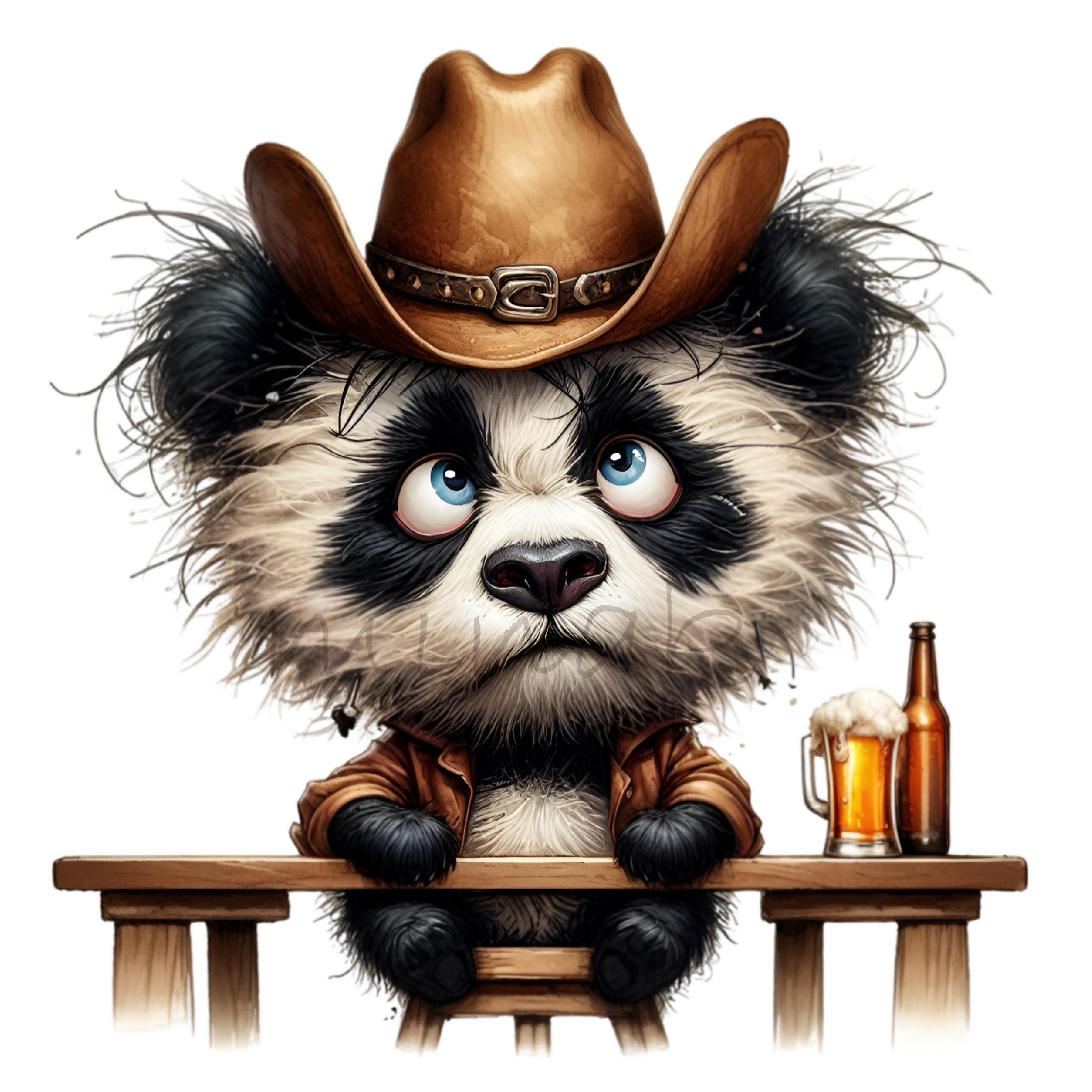 12 PNG Funny Panda Cowboy, Beer Mug Sublimation, Western Skull Hat ...