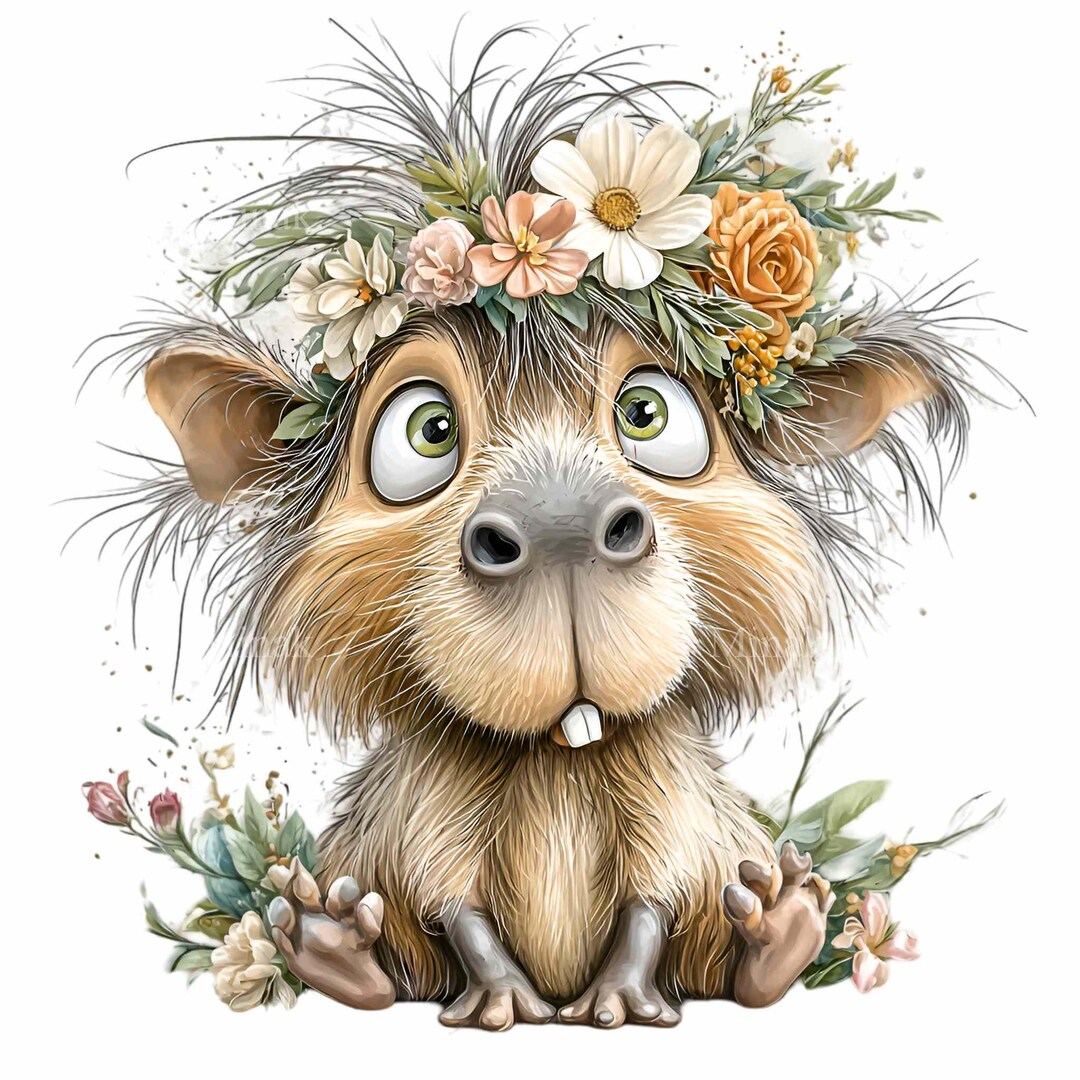 15 PNG Floral Capybara Clipart - Cute Animal With Flower Crown ...