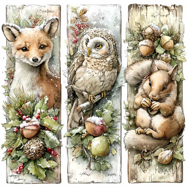 10 PNG Woodland Animal Clipart Set – Deer Fox Owl Squirrel PNG for ...