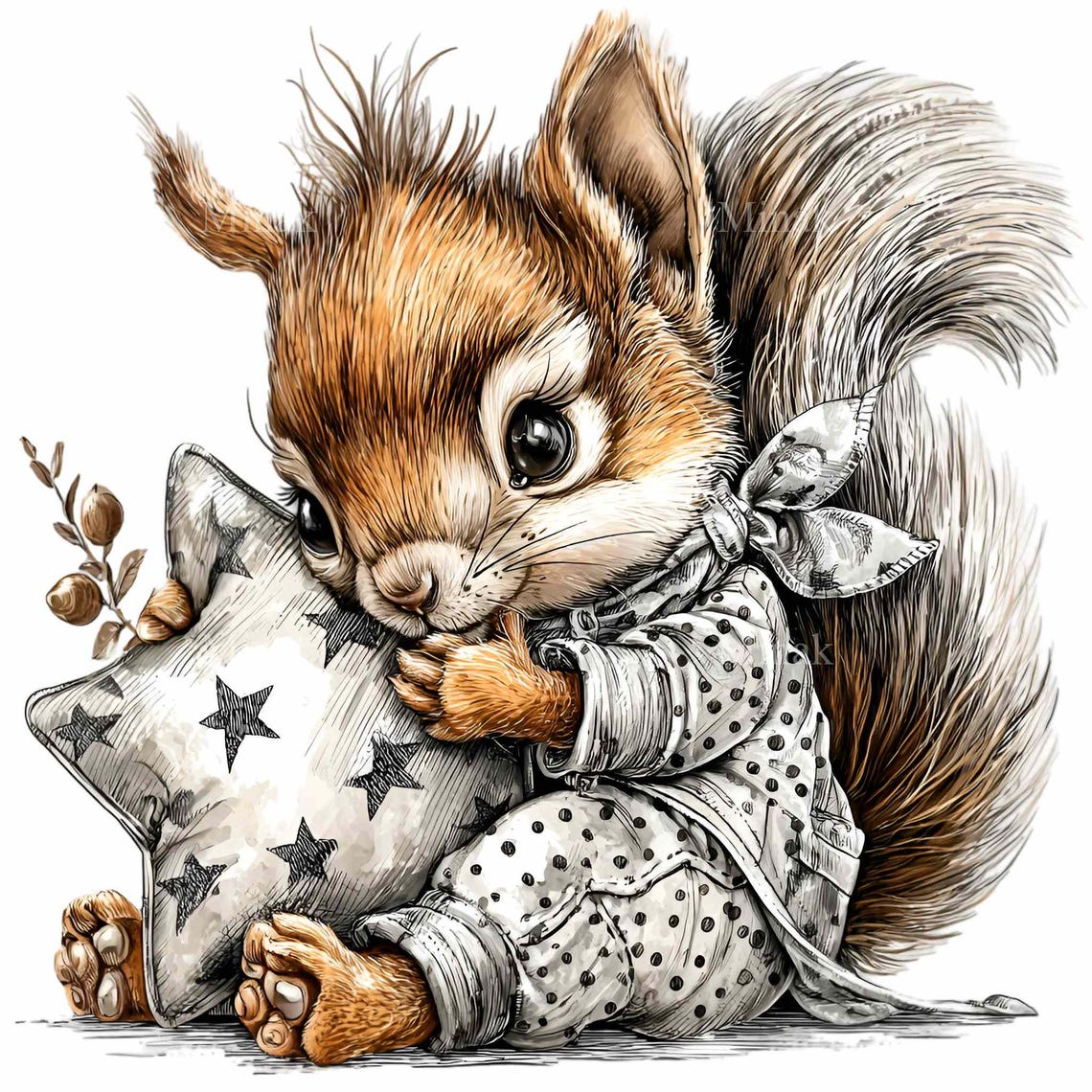 10 PNG Clipart écureuil endormi, pyjama animaux graphiques, art ...
