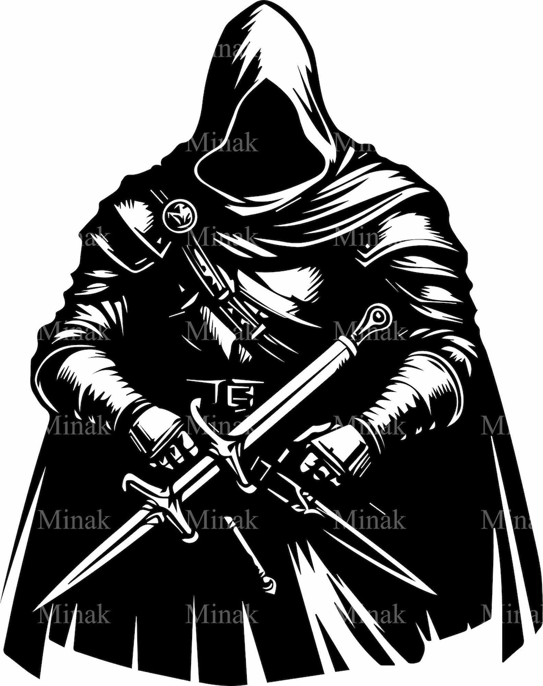 6 SVG Hooded Assassin SVG Cut File – Dark Medieval Warrior Clipart ...
