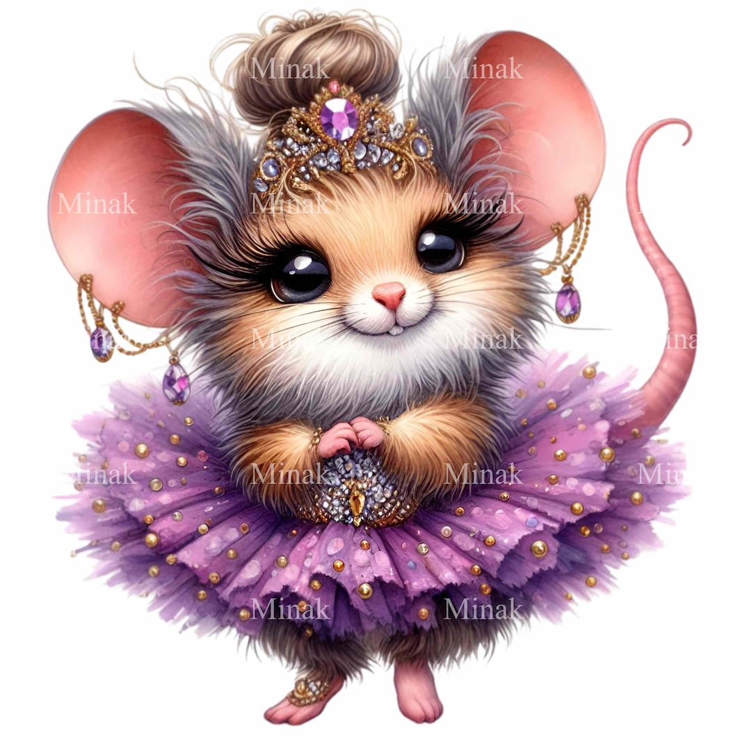 Elegant Mouse in Purple Tutu PNG Clipart 12 Adorable Pet Art for ...