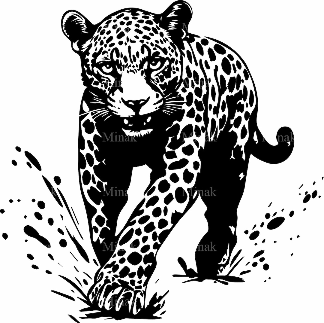 4 SVG Leopard SVG Cut File, Wild Big Cat Silhouette, Jungle Predator ...