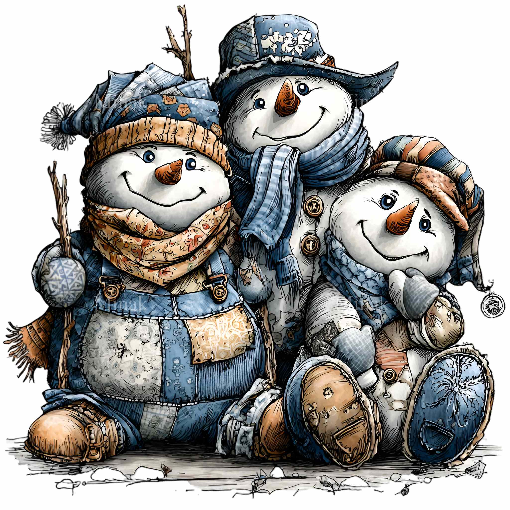 12 PNG Patchwork Snowman – Snowman PNG Clipart for Winter Cards, Cute ...