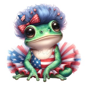 Patriotic Frog Clip Art 12 PNG USA Flag - Etsy