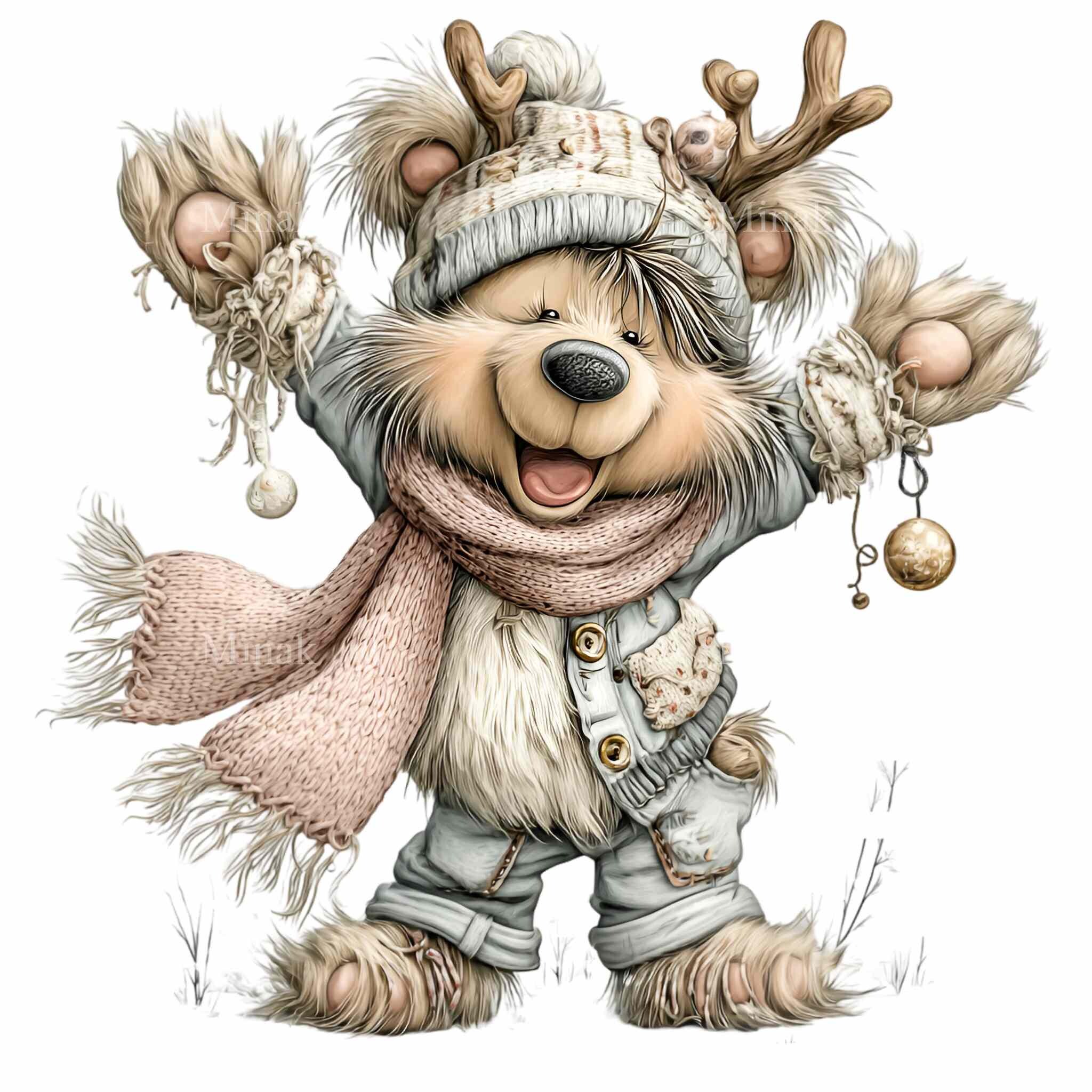 16 PNG Winter Bear Clipart – Cute Christmas Bear PNG for Sublimation ...