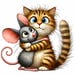 14 Funny Cat and Mouse PNG Clipart, Cute Fluffy Kitten Hugging a Mouse ...