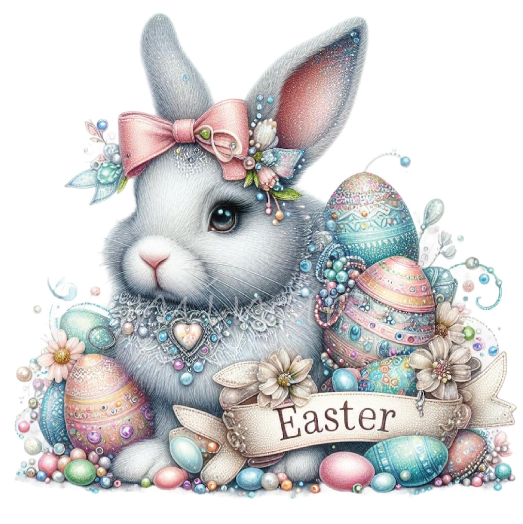 Rabbit Clipart, Easter Eggs Clip Art, 12 PNG Bunny Watercolor Pastel ...