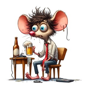 14 PNG Drunk Rats PNG – Funny Cartoon Mice With Beer and Ties – Adult ...