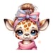 Giraffe Clip Art, Messy Bun Clipart, 10 PNG Cute Baby, Giraffe Girl ...