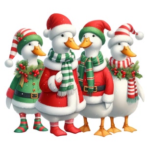 12 PNG Christmas Duck Clipart - Cute Festive Ducks PNG Illustration ...