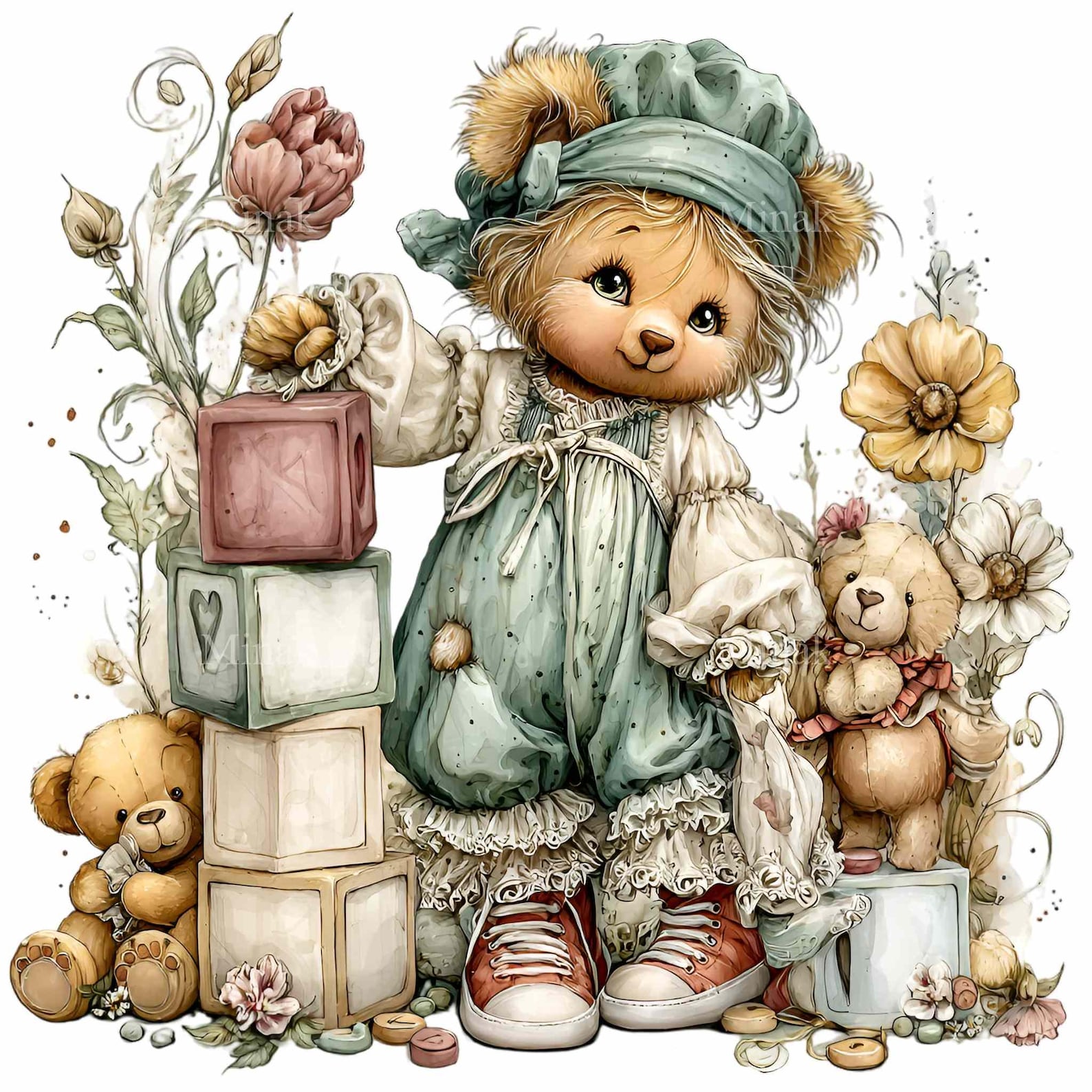15 PNG Birthday Bear Clipart – Cute Animal PNG – Balloon Bear Design ...