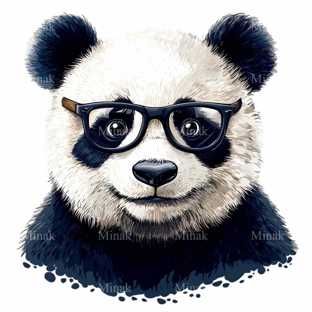 19 Panda With Glasses PNG Clipart, Cute Animal Art, Nerdy Panda Bear ...