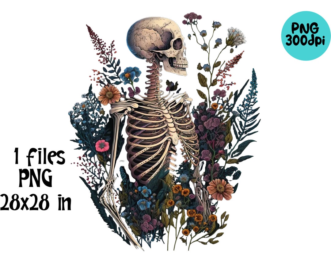 Skeleton Flowers Clipart - Etsy