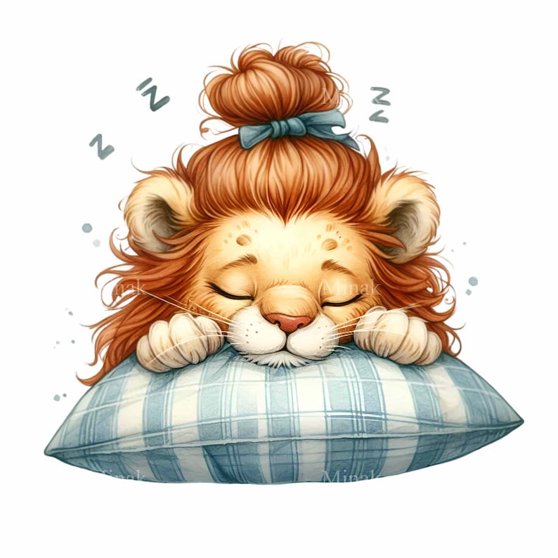 10 PNG Sleeping Lion Clipart – Cute Baby Lion PNG – Nursery Animal Art ...