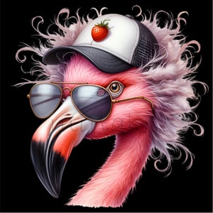Cool Flamingo Clipart - 14 Sunglasses & Cap PNG, Trendy Animal ...