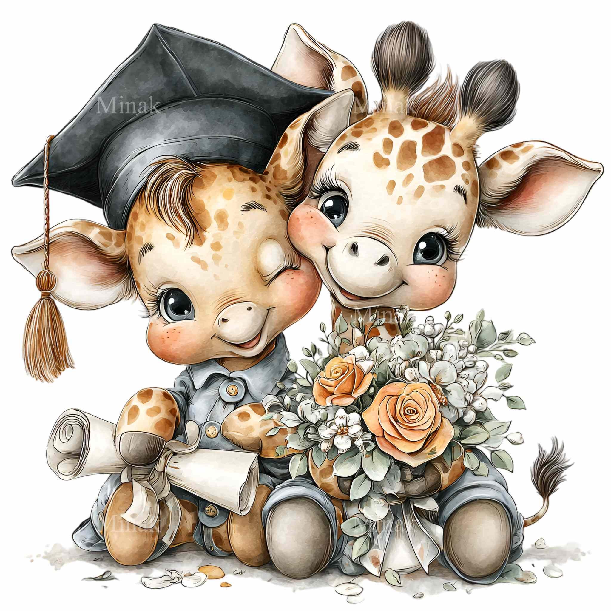 15 PNG Graduation Giraffe Clipart, Class of 2026 Safari, School ...