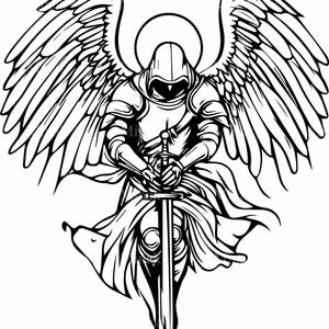 8 SVG Winged Warrior Knight SVG Cut File - Armored Angel With Large ...