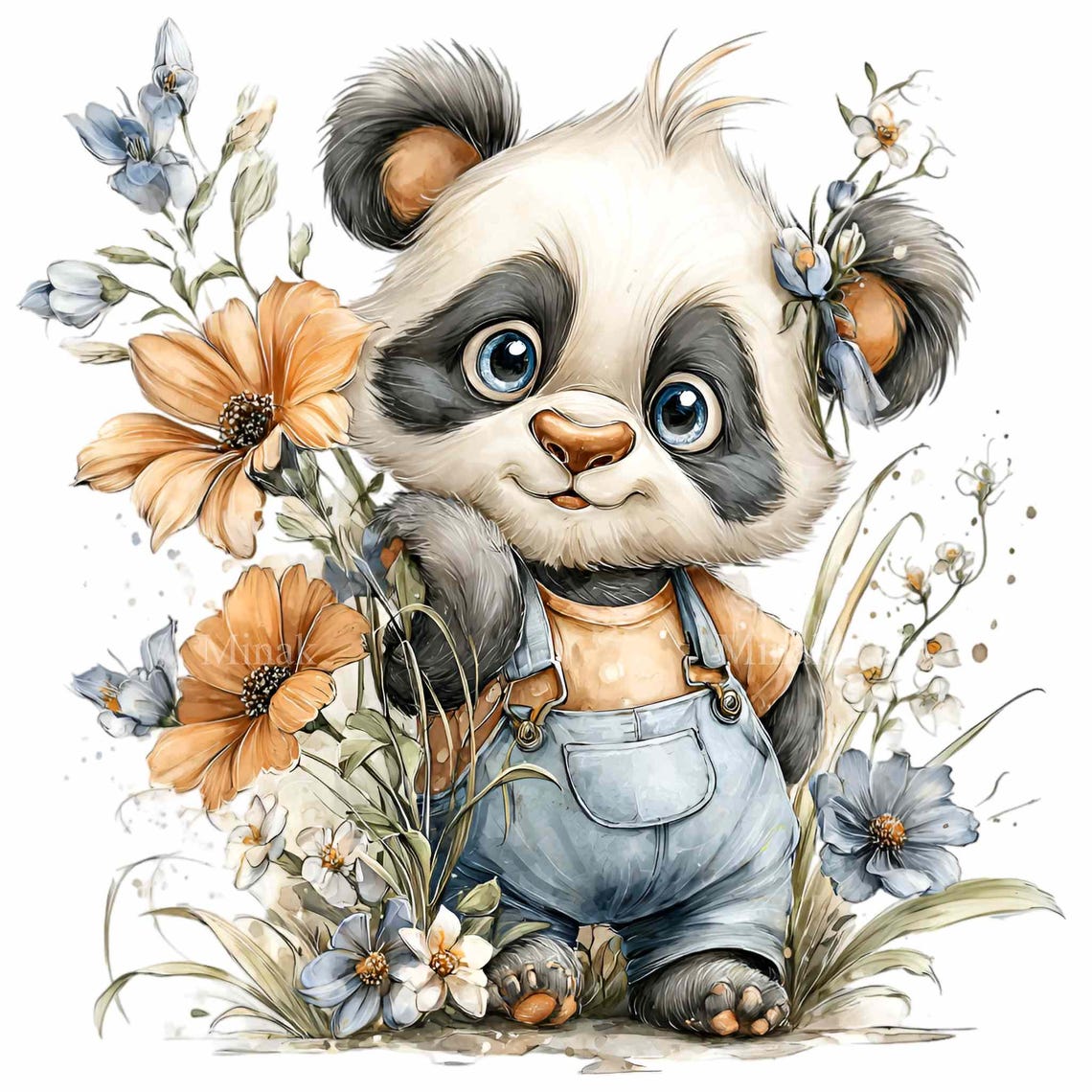 15 PNG Floral Panda Clipart – Cute Baby Bear PNG for Nursery Wall Art ...