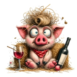 12 PNG Funny Pig Clipart – Farm Animal Illustration, Hay Bales ...