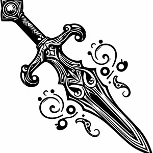 5 SVG Decorative Sword SVG – Ornamental Dagger Clipart – Fantasy Weapon ...