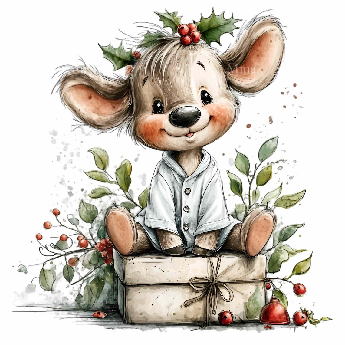 16 PNG Cute Reindeer Clipart – Christmas PNG – Holiday Digital Download ...