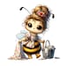 12 Housekeeper Bee PNG Clipart, Cute Cartoon Bee With Broom and Flowers ...