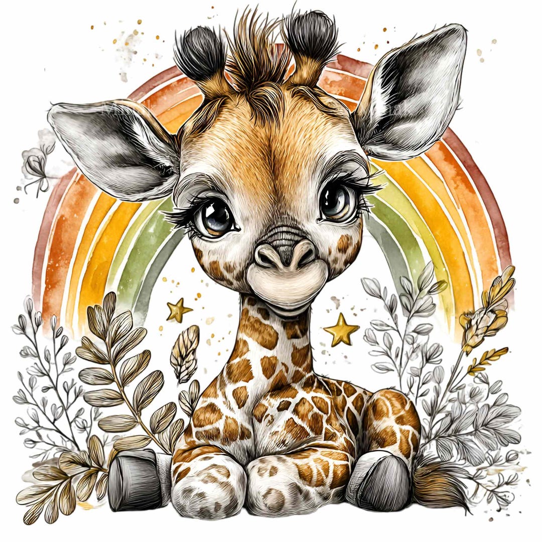12 PNG Rainbow Giraffe Clipart – Cute Giraffe PNG – Safari Animal Art ...