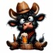 Cowboy Bull Beer Clipart, 15 PNG Bull With Cowboy Hat and Beer Mug, Fun ...