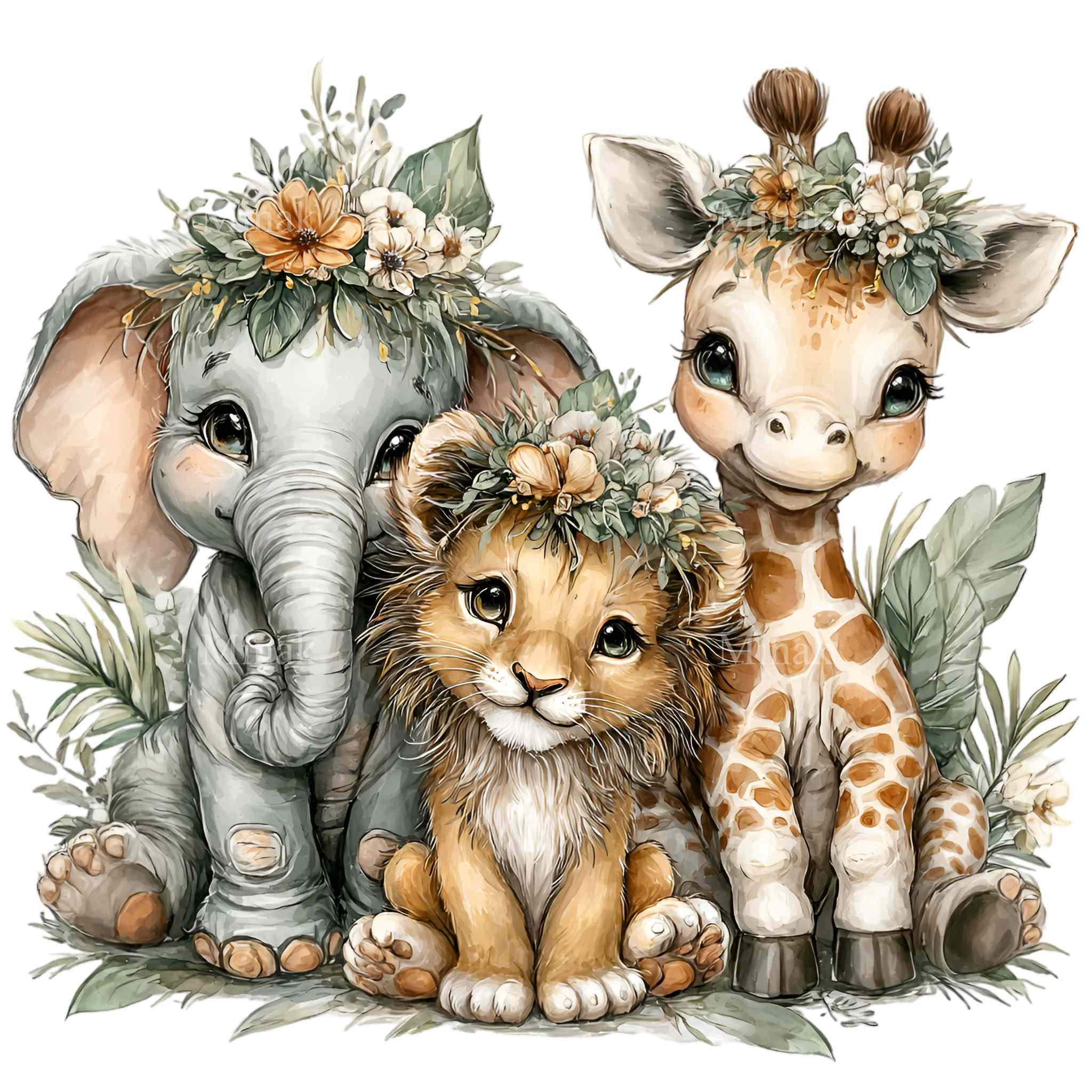 15 PNG Safari Jungle Animals Clipart – Elephant Lion Giraffe PNG for ...