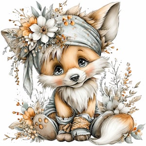14 PNG Woodland Fox Clipart – Cute Baby Animal PNG for Fall Nursery ...