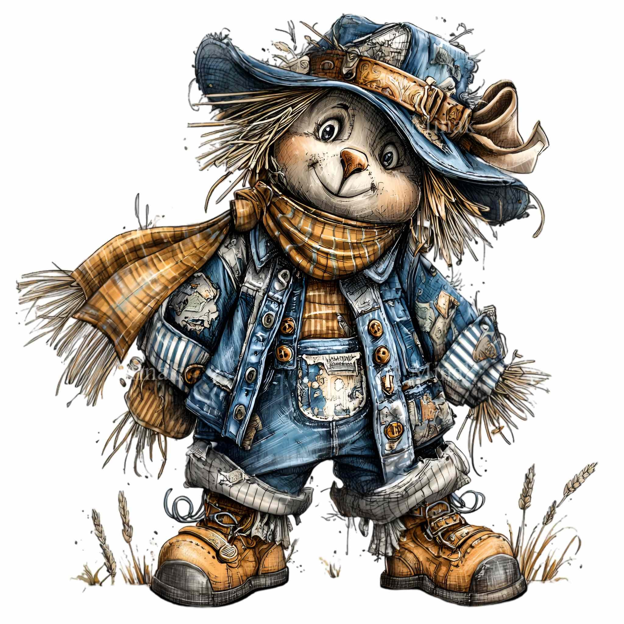15 PNG Autumn Crow – Scarecrow PNG Clipart for Fall Decor, Rustic ...