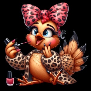 15 Fancy Chicken PNG Clipart - Glamorous Hen With Leopard Bow, Nail ...