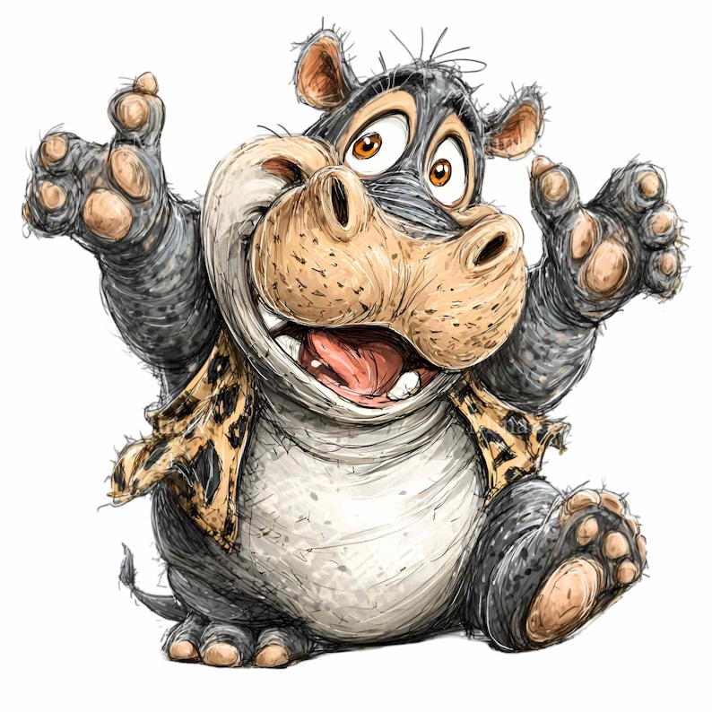 14 PNG Hippo Clipart – Funny Cartoon Animal, Nursery Art (digital ...