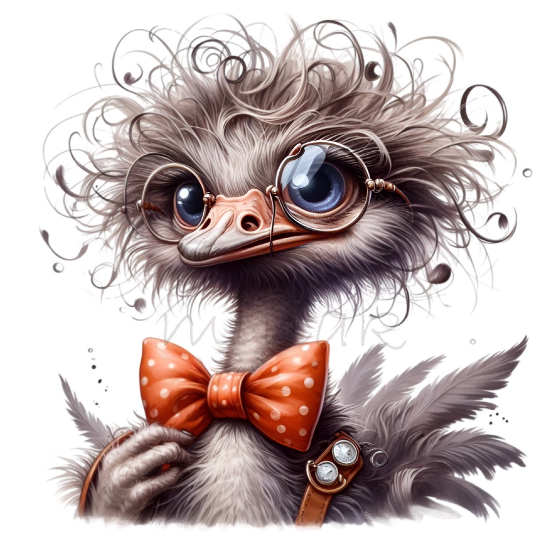 Funny Animal Clipart, 10 PNG Ostrich Clip Art, Cute Comics Crazy Kids ...