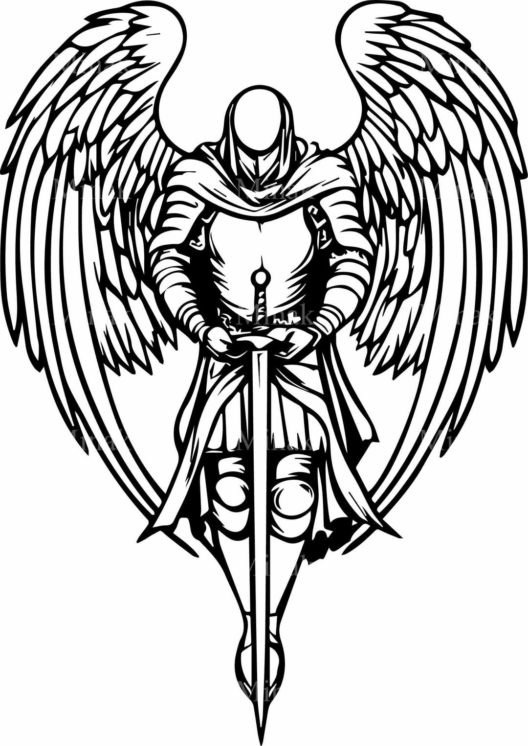 8 SVG Winged Warrior Knight SVG Cut File - Armored Angel With Large ...