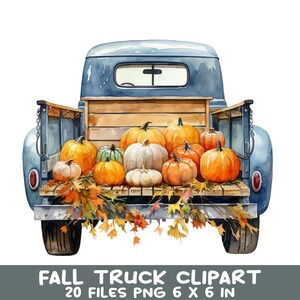 Fall Truck Clipart PNG Vintage Truck With Pumpkins and Autumn Leaves ...