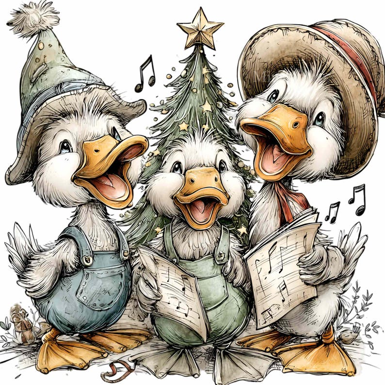 11 PNG Christmas Goose Clipart – Three Singing Geese PNG – Festive Farm ...