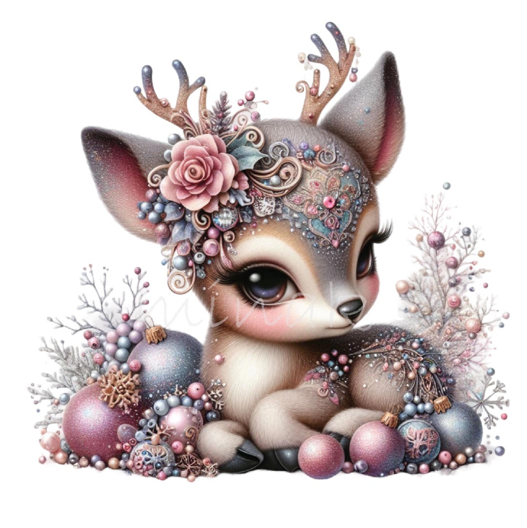 Reindeer Clipart, Cute Christmas Deer Clip Art, 15 PNG Pastel Colors ...