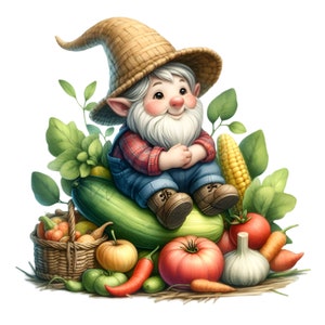 Garden Gnome PNG, Vegetables Clipart, 10 PNG Gardener Clip Art ...