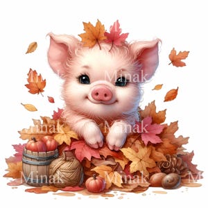 15 PNG Autumn Piglet Clipart – Cute Fall Farm Animal PNG – Harvest ...