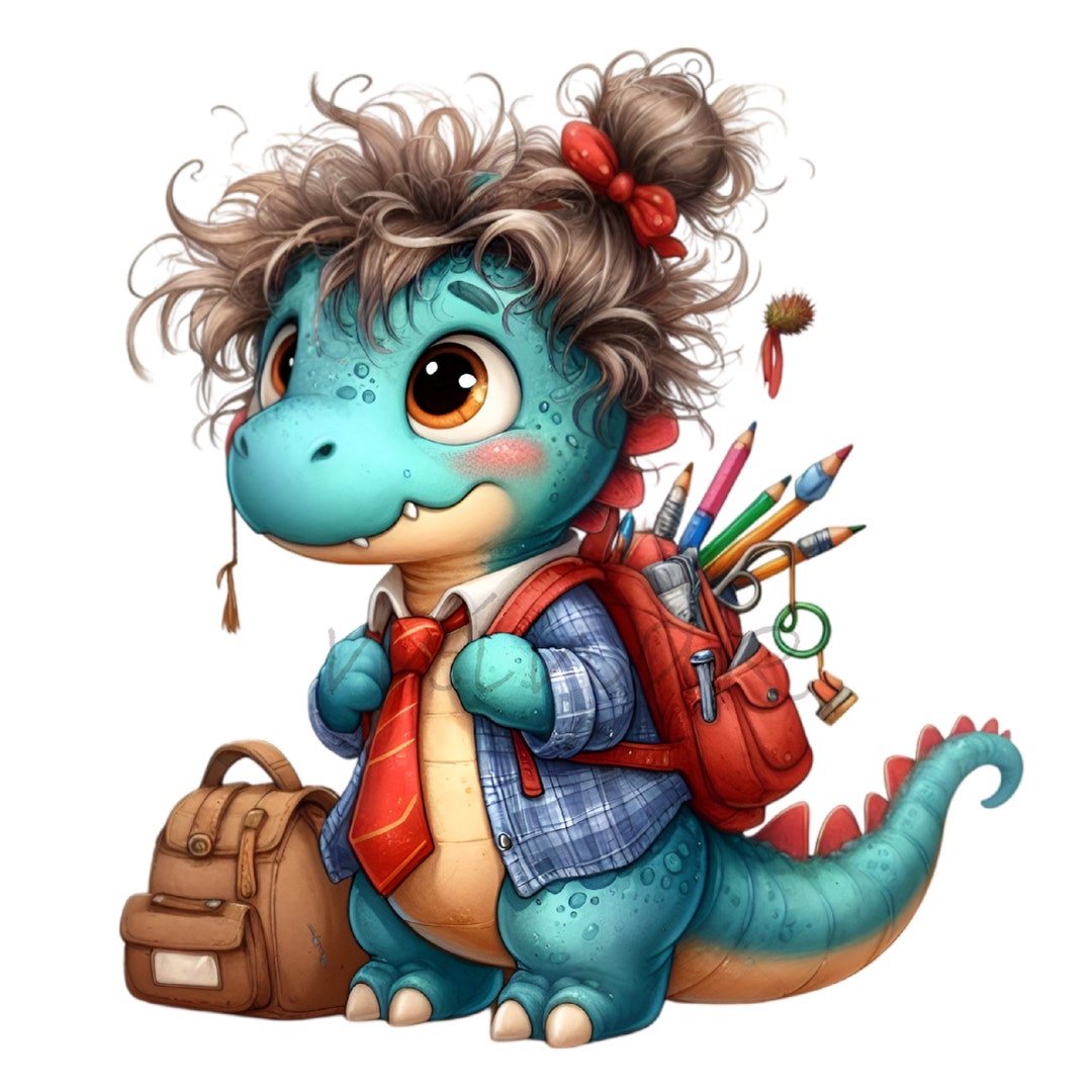 14 PNG Back to School Dino – Cute Dinosaur PNG Clipart – Funny Student ...