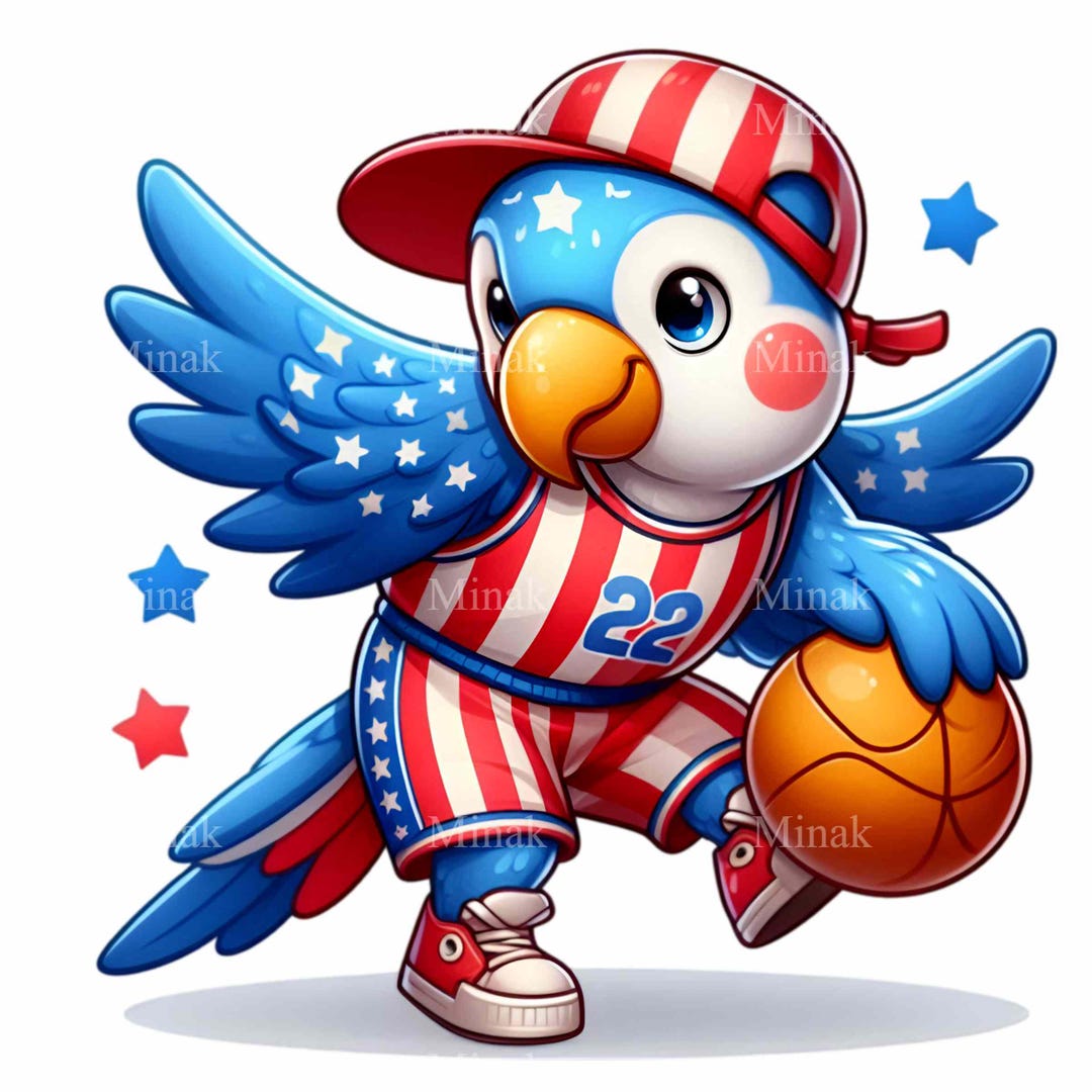 Patriotic Basketball Parrot PNG Clipart 10 Cute USA Sports Mascot ...
