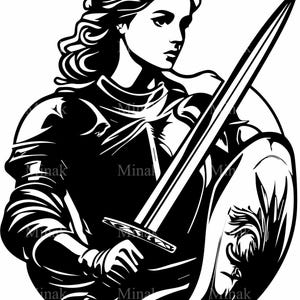 4 SVG Female Knight SVG Cut File – Elegant Warrior Woman With Sword ...