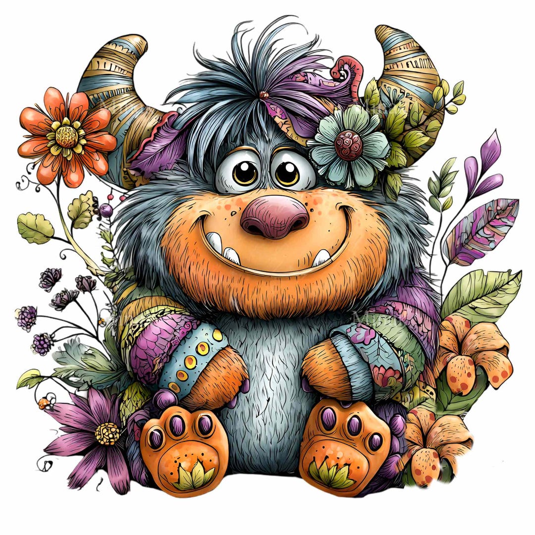 15 PNG Floral Monster Clipart – Cute Monster PNG – Funny Fantasy ...