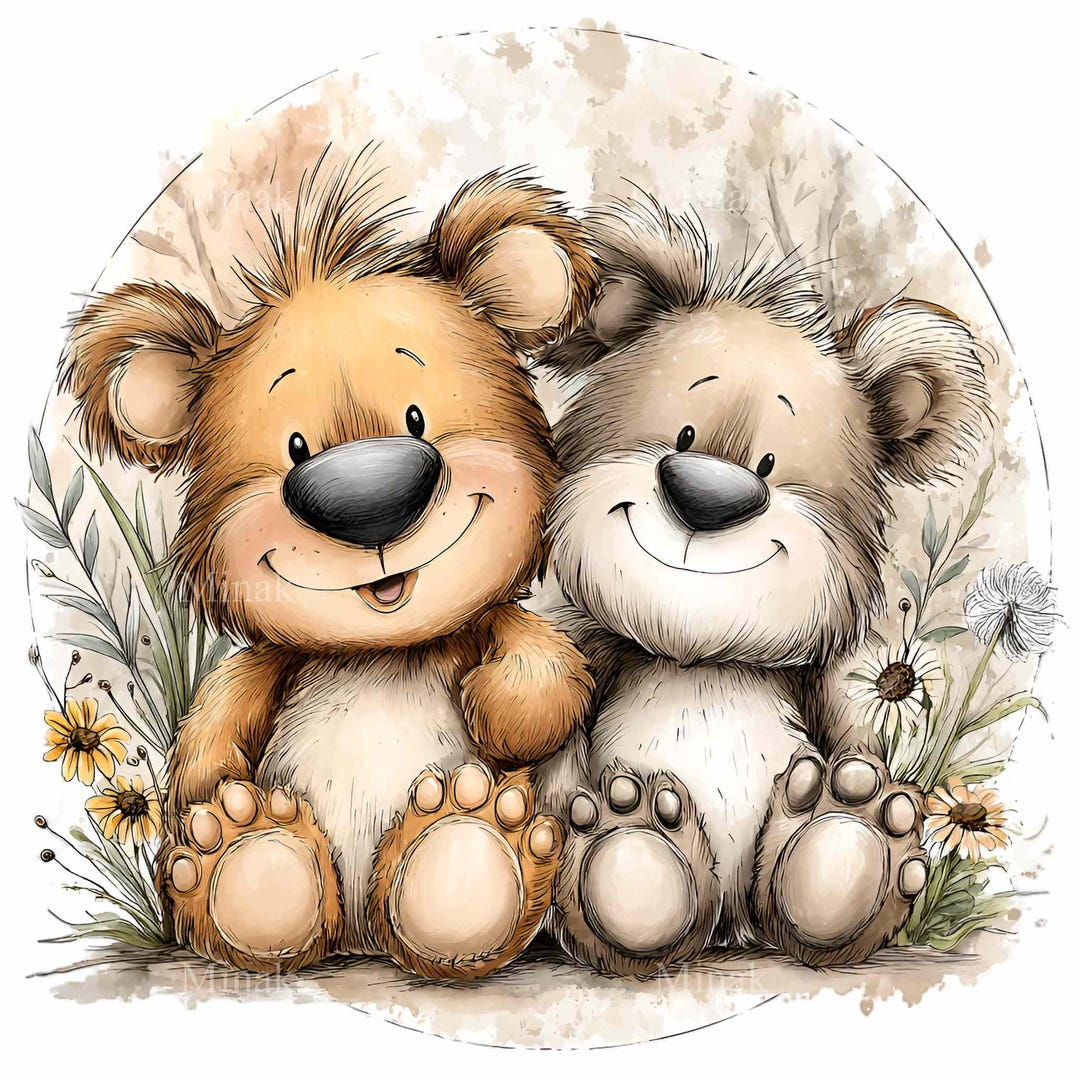 15 PNG Cute Bear Friends Clipart – Woodland Bears PNG for Nursery Wall ...