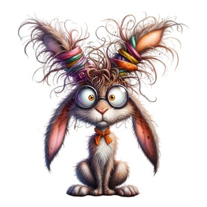 10 Funny Bunny PNG Clipart With Wild Hair, Glasses, and Tangled Ears ...